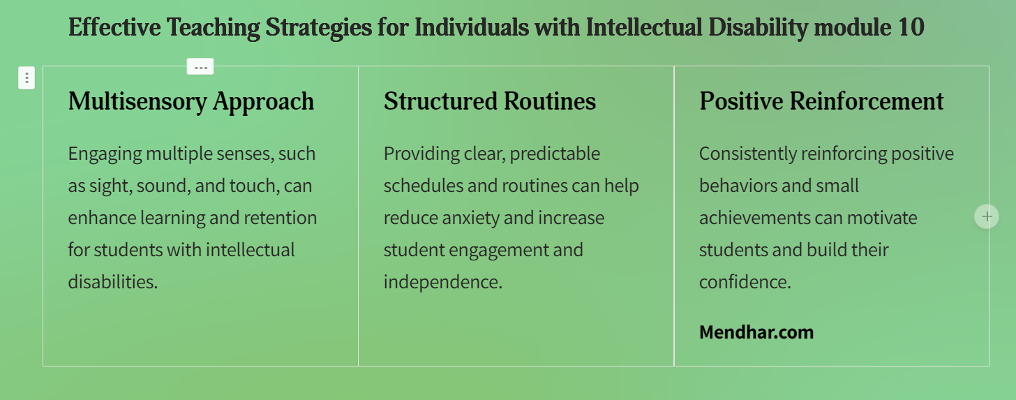 Intellectual disability:Teaching strategies-Module 10