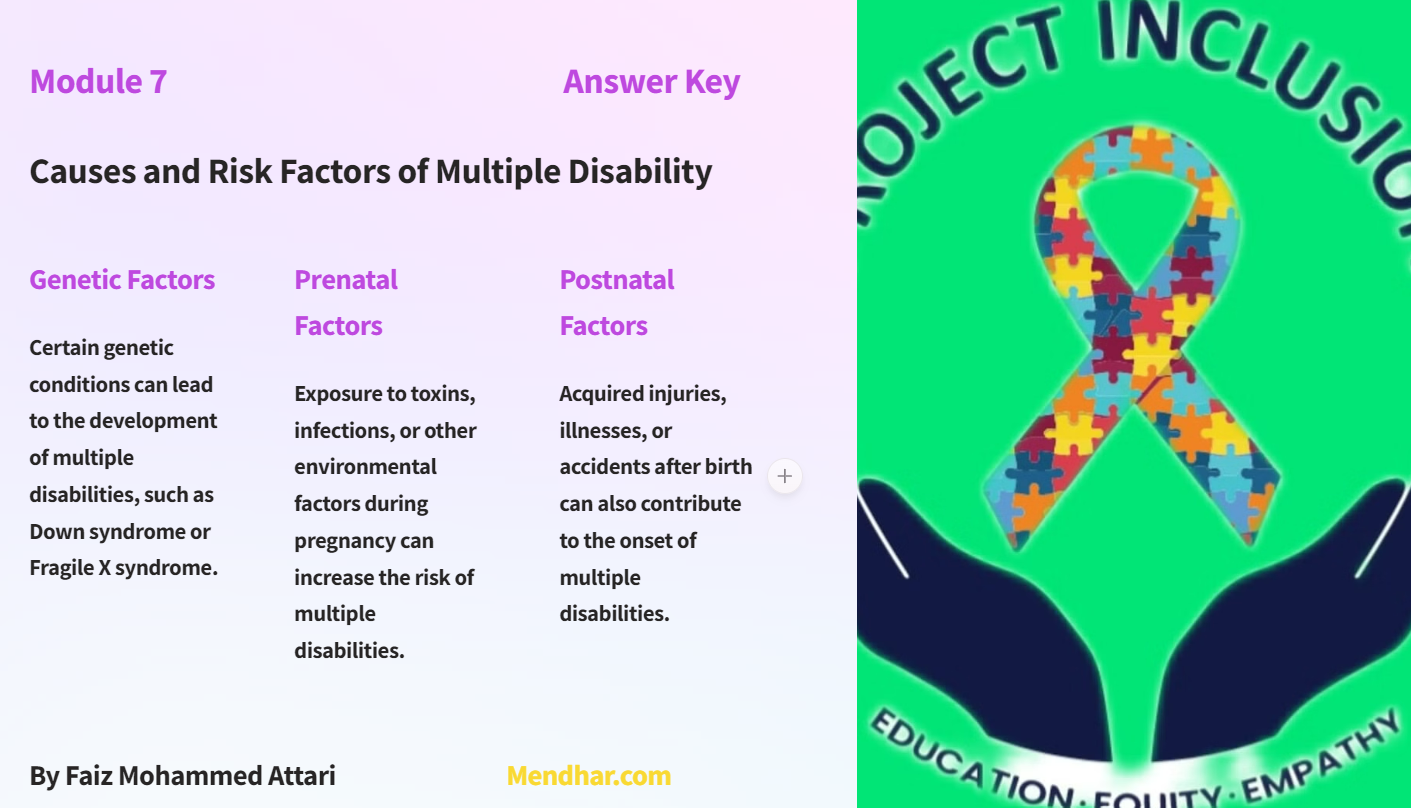 Multiple Disability: Module 7 Answer key
